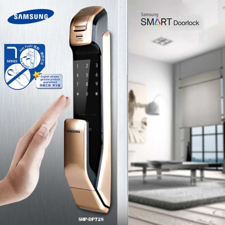 Samsung SHP-DP728 Smart lock with Push-Pull handle - Gold | Smart Home Automation in Dubai